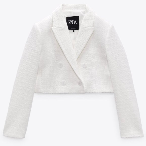 Zara Jackets And Coats Zara Oyster White Tweed Double Breasted